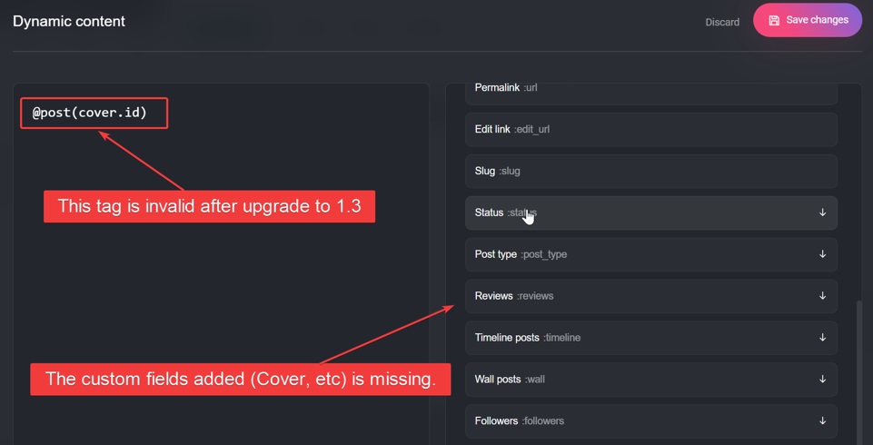 Dynamic Content Tag Missing Custom Fields — VOXEL