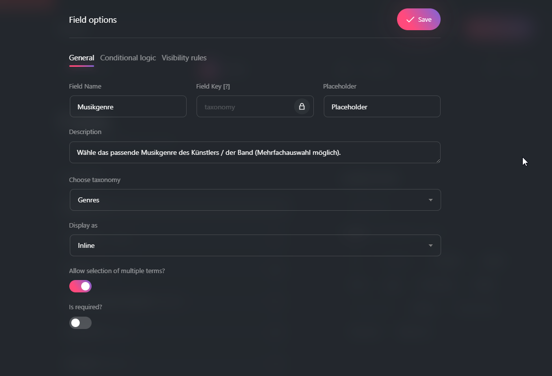 Taxonomy Select Field / Pre Selection — VOXEL