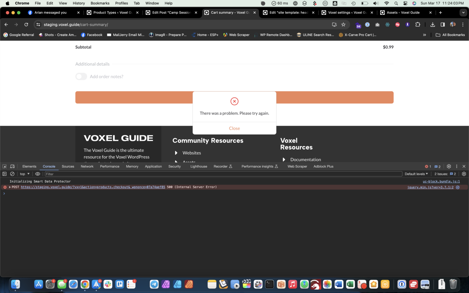 (BETA) Error When Checking Out. — VOXEL