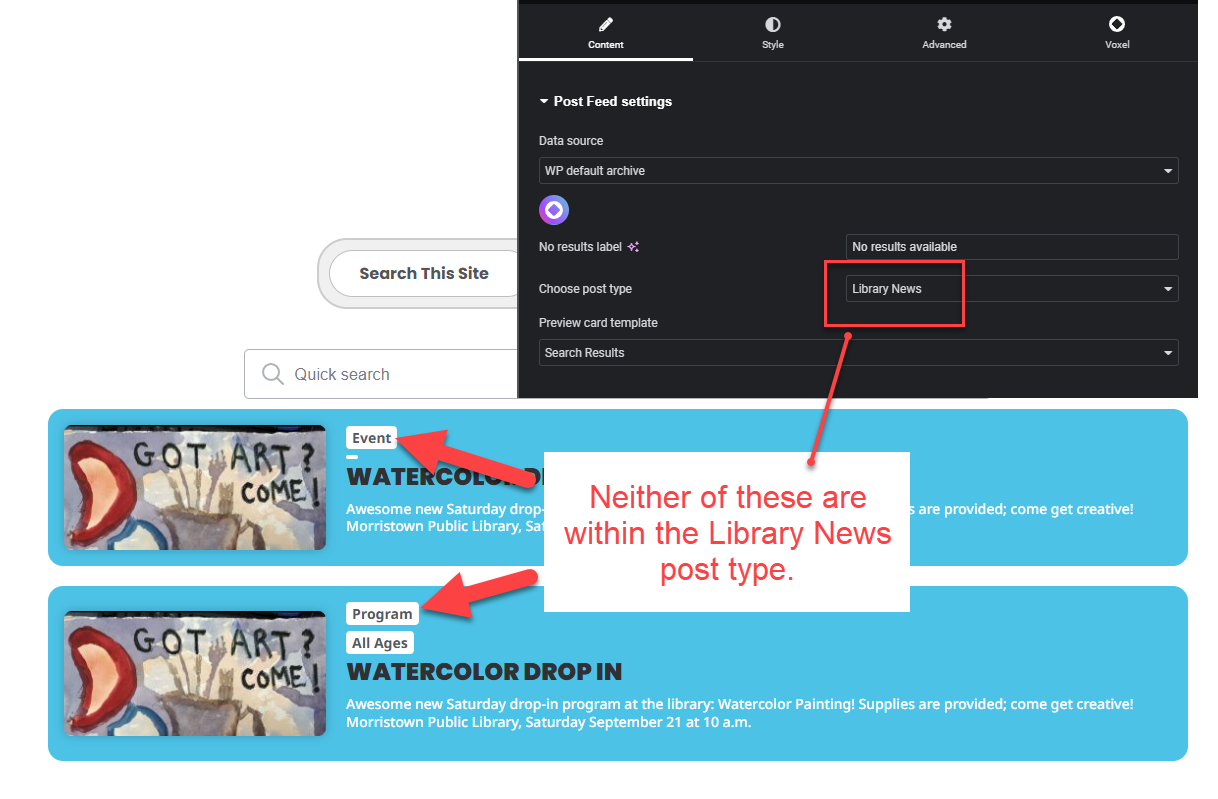 How to configure default WP search results to display filtered results from all CPT’s – VOXEL