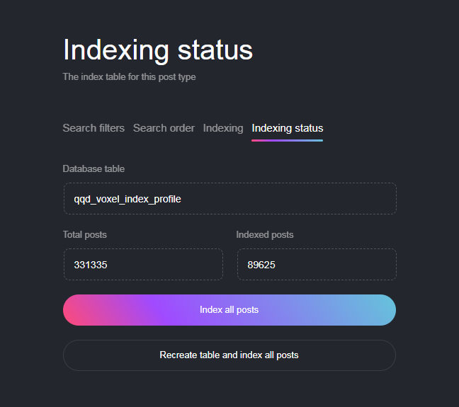 Request for Support to Optimize Re-index Frequency for Large Posts Database – VOXEL