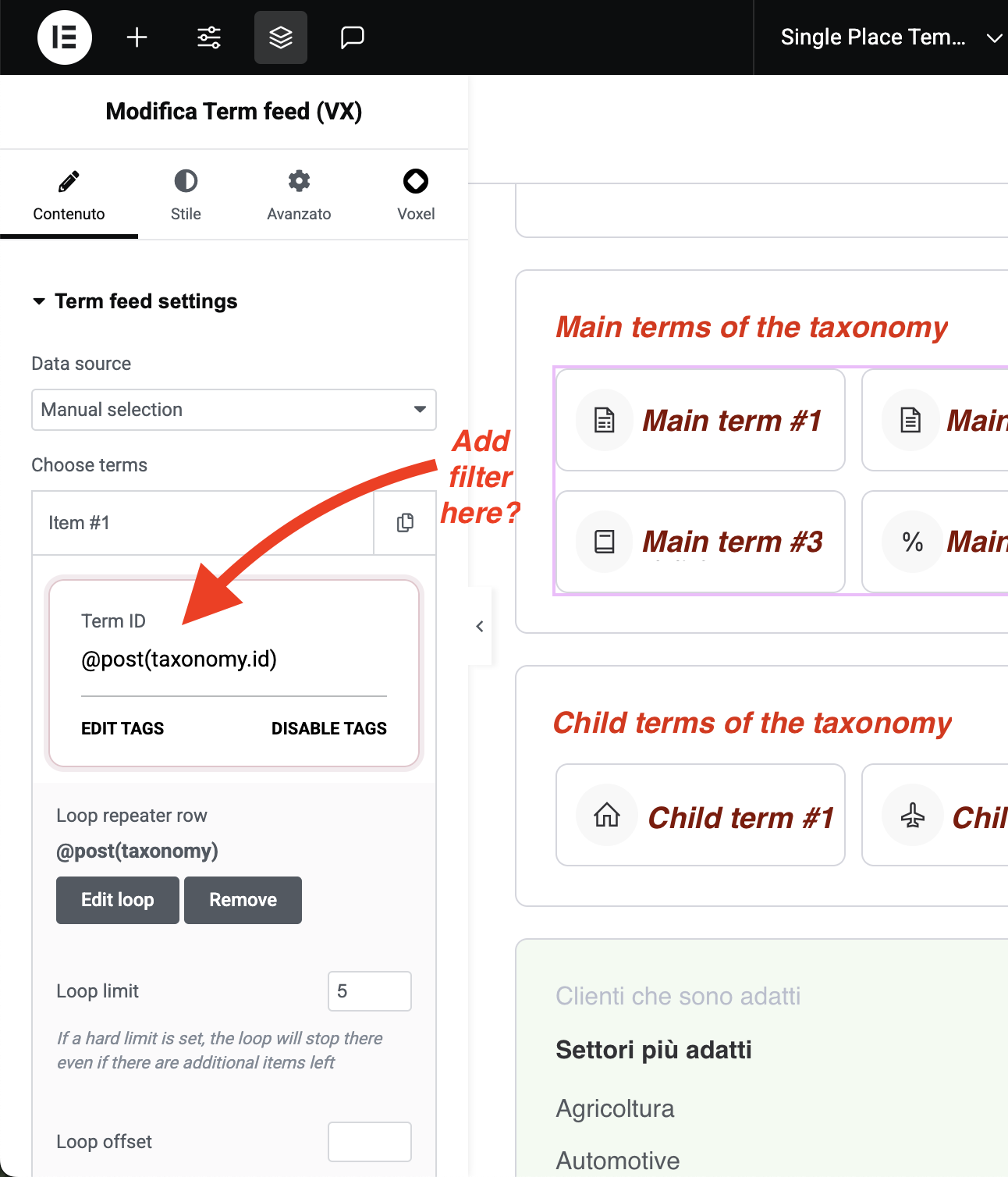 Display main terms and child terms of taxonomy separately – VOXEL