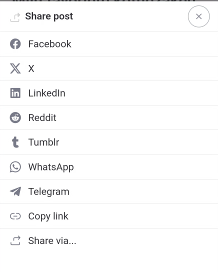 Control Which Platforms Appear In The Share Post Options — VOXEL